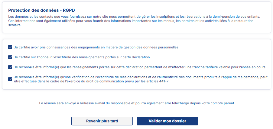 Valider son dossier – Inscription